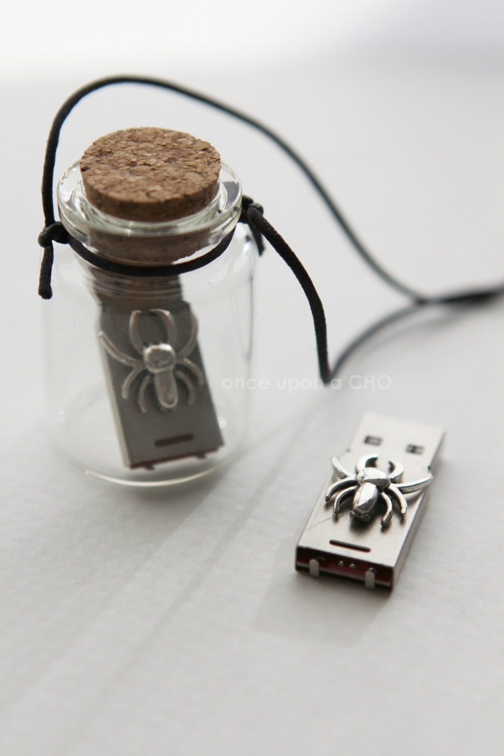 Modern Message in a Bottled USB Necklace Pendant on Long Black | Etsy ...