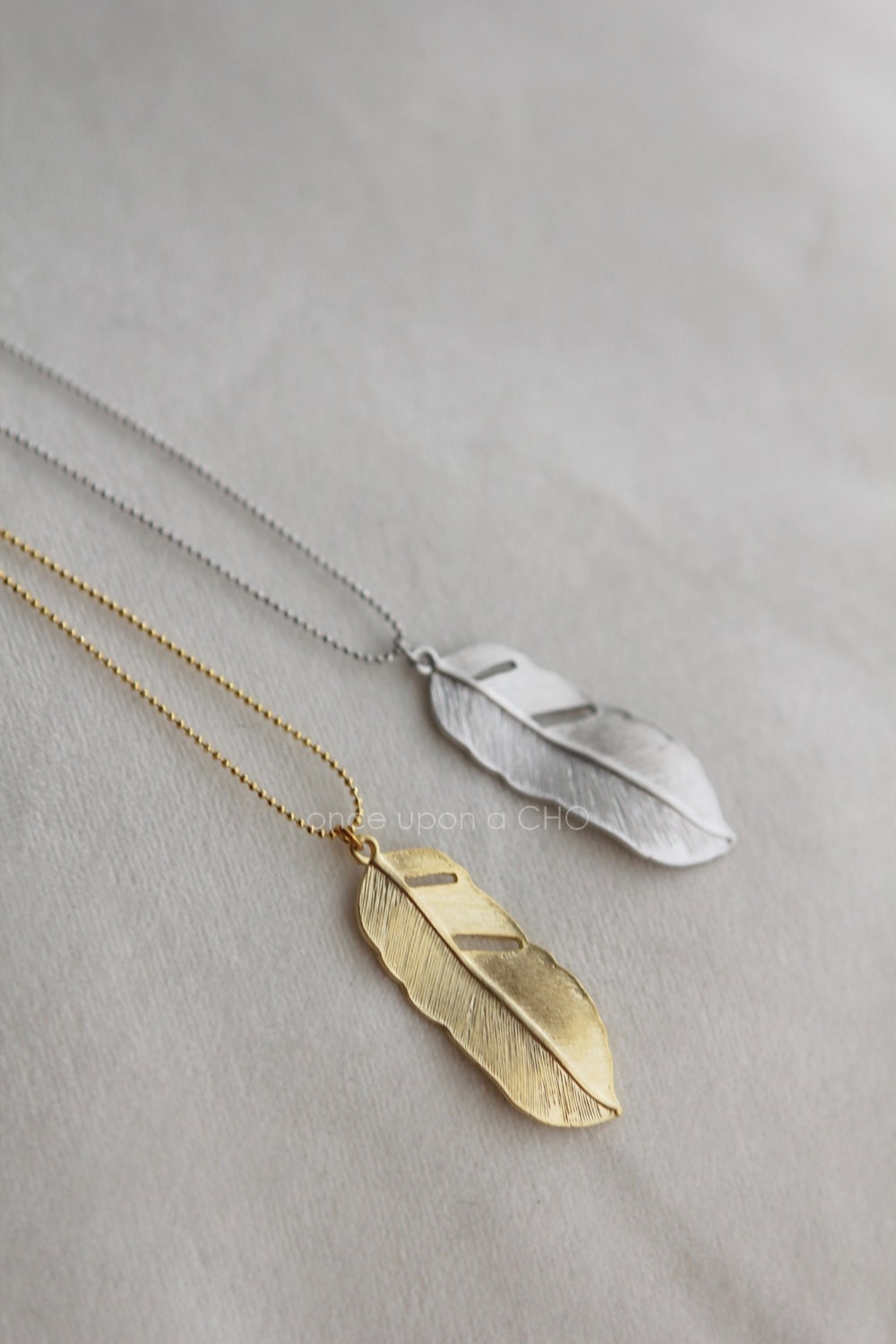 Modern Feather Pendant Silver or Gold Finish Necklace - Etsy Canada