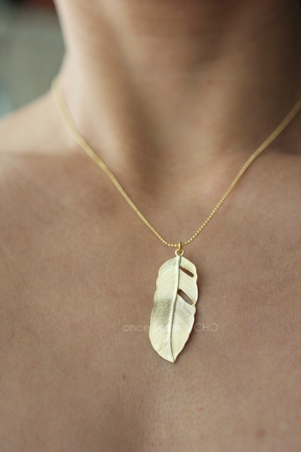 Modern Feather Pendant Silver or Gold Finish Necklace - Etsy Canada