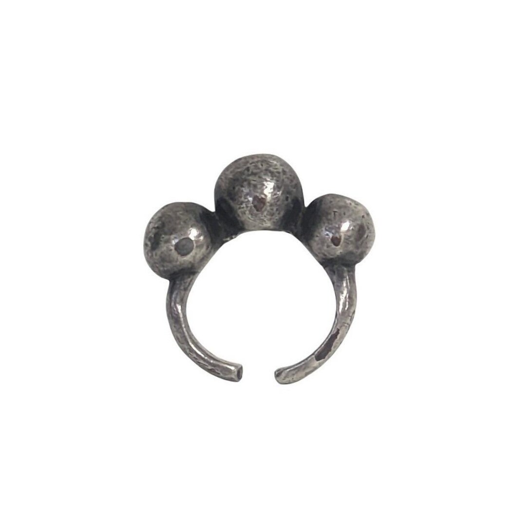 Cyclope Paris Vintage Chunky Silver Brutalist Triple Ball Ring Hammered ...
