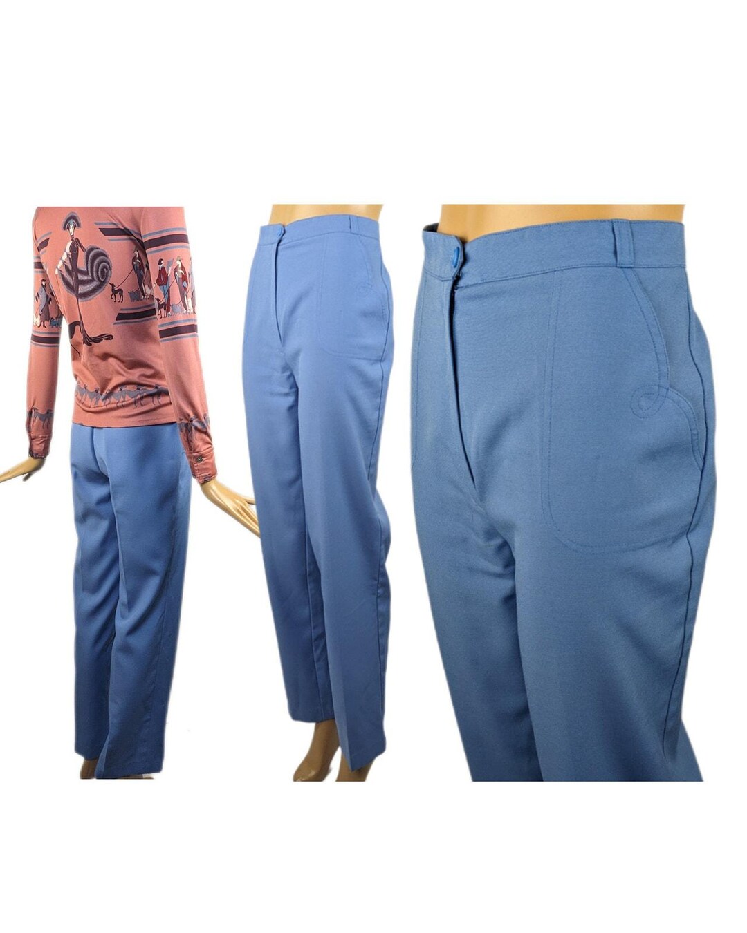 Alpaq Powder Blue 70s Pants Vintage High Waist Trousers Flare Leg - Etsy