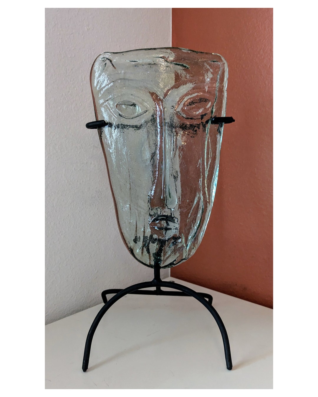 Vintage Glass sky Dreamers Face Candleholder Sculpture by the Jaramillo ...