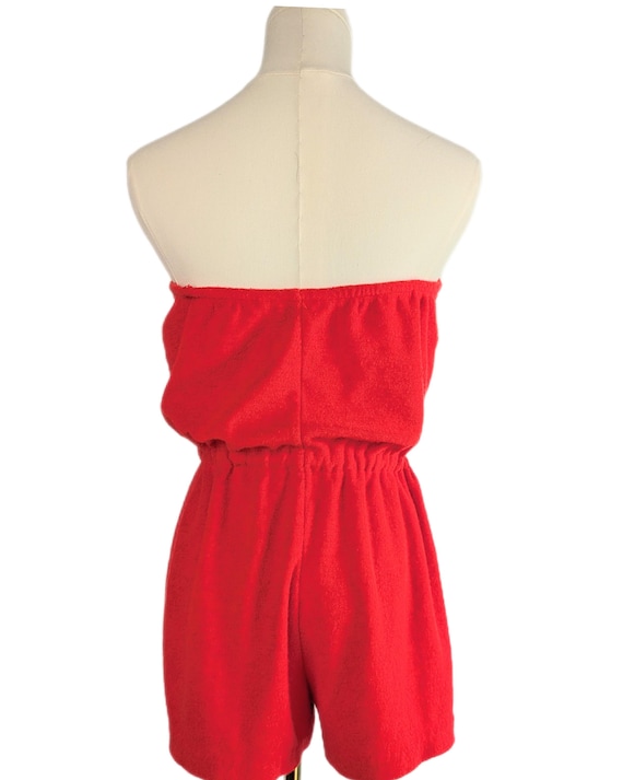 Catalina Vintage 1970s terry cloth romper cherry red … - Gem
