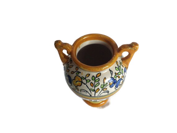 Vintage/ Majolica/ Small Urn/Vase/ Hand Painted/ Made… - Gem