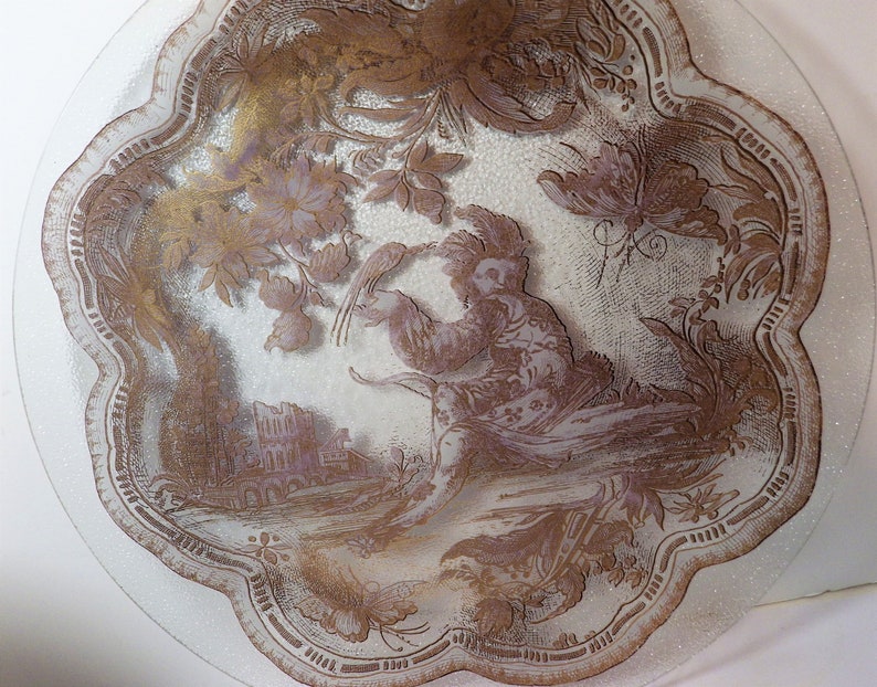 Vintage Lee Hager Painted Glass Plate Platter/ Gold White/ Mid - Etsy