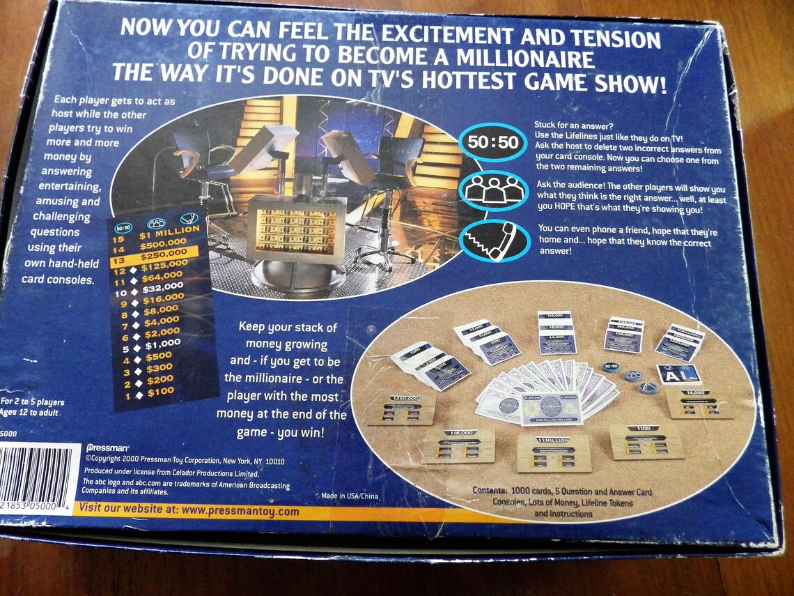 Who Wants to Be A Millionaire Board Game ABC Smash Hit TV Game | Etsy