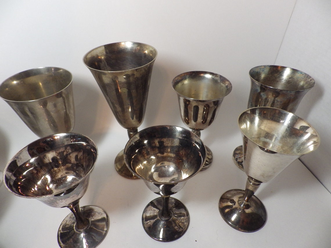 7 Vintage Silver Plated Goblets International Silver Spain - Etsy