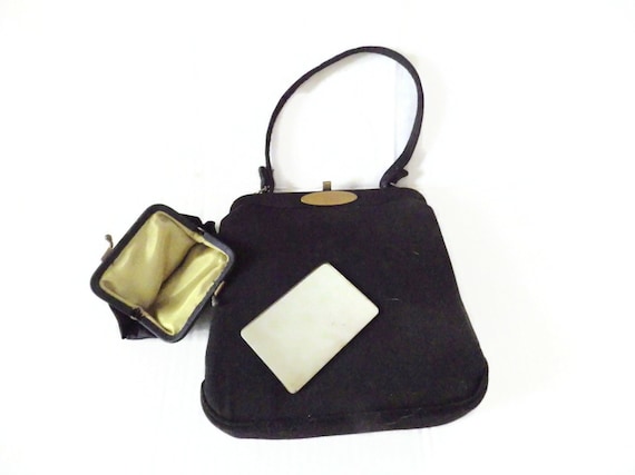 Circa 1950s True Vintage Handbag/ Matching Coin Purse… - Gem