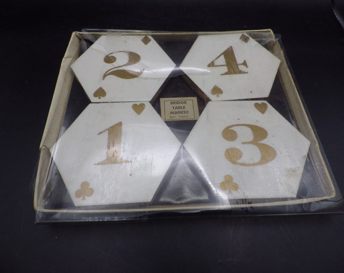 1950s Vintage Bridge Table Marker Tiles/ 1-2-3-4/ Felt Backs/ Original ...