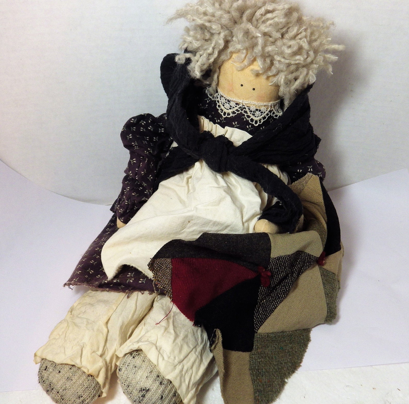 1992 Vintage Hand Made Folk Art Cloth Doll With Quilt Creative | Etsy