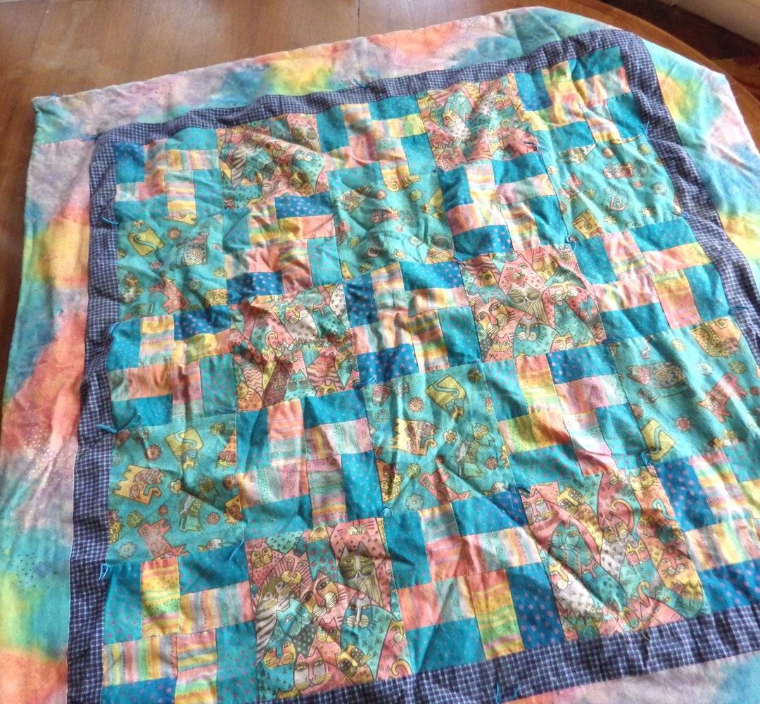 Handmade Quilt/ Vintage Laurel Burch Fabric/ Cats/ 36" X 36" - Etsy