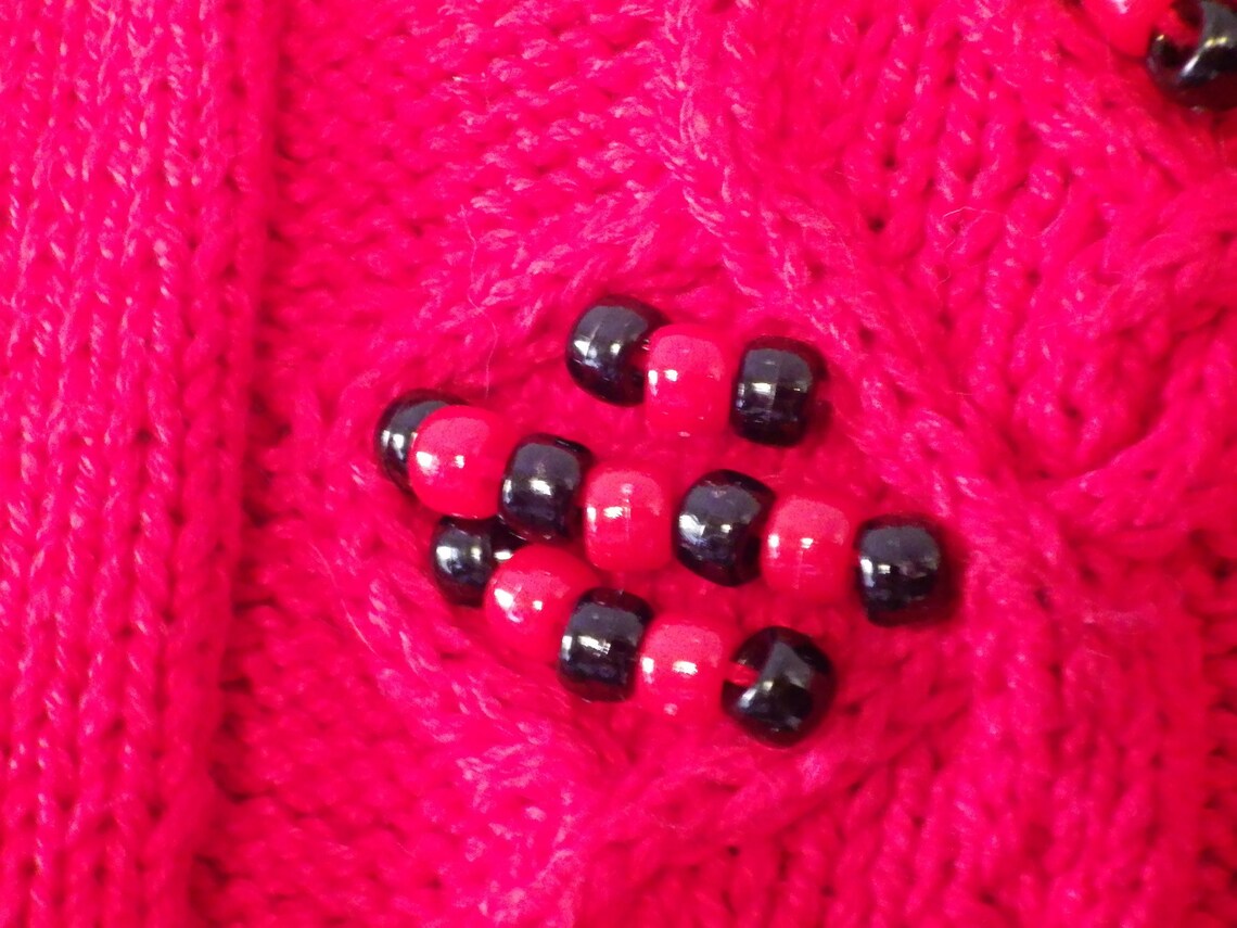 Vintage Hand Knit Red Black Sweater Embellished the GAZEBO Boutique ...