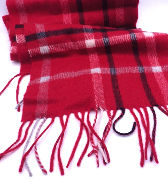 Cashmere Scarf Plaid Red Black White Gray Tartan 10 X 62 Etsy Canada