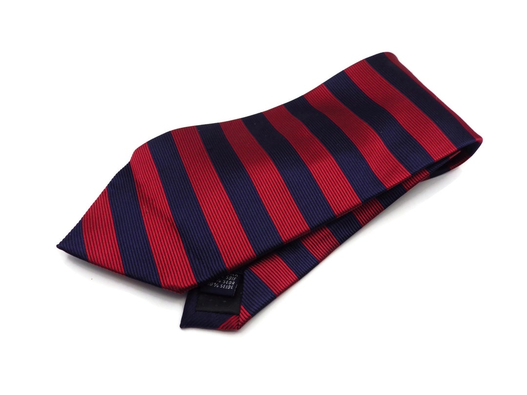 Vintage ROOSTER Tie/ Navy & Red Stripes/ Silk - Etsy