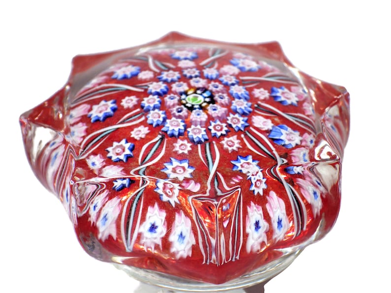 Vintage John Deacons 8 Point Paperweight Orange Blue White - Etsy