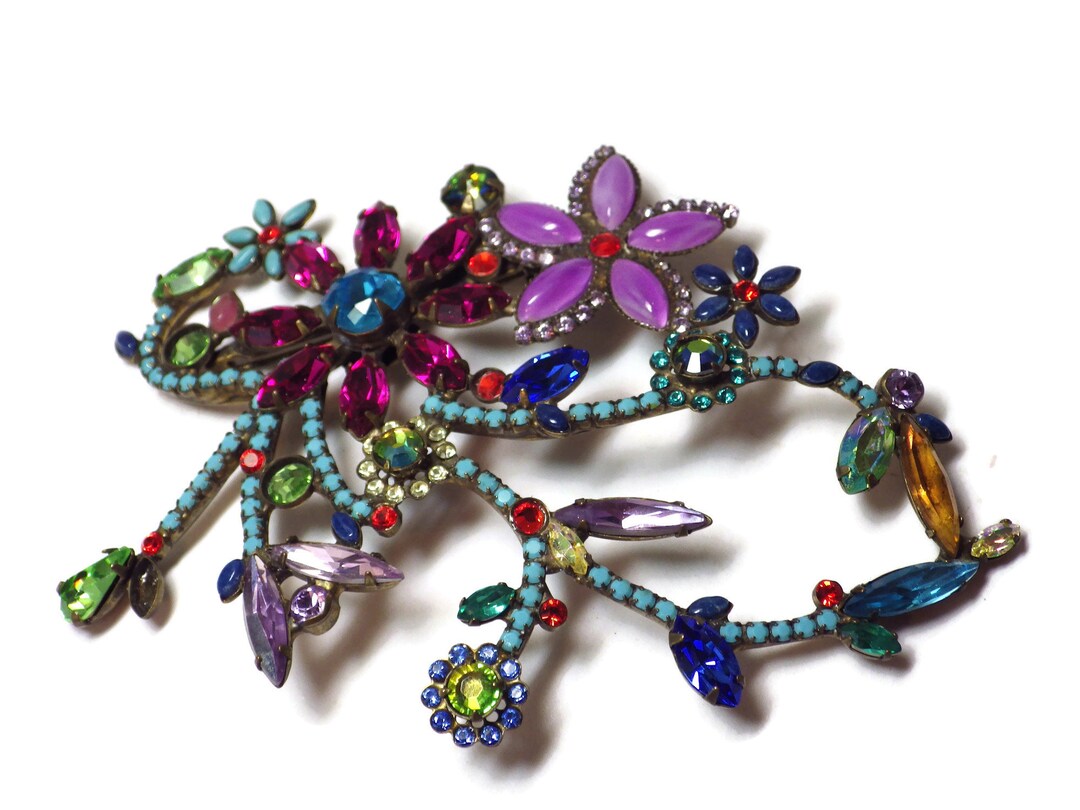 Vintage Sorrelli/ Brooch/ Pin/ Large Floral/ Multi Color Stones - Etsy