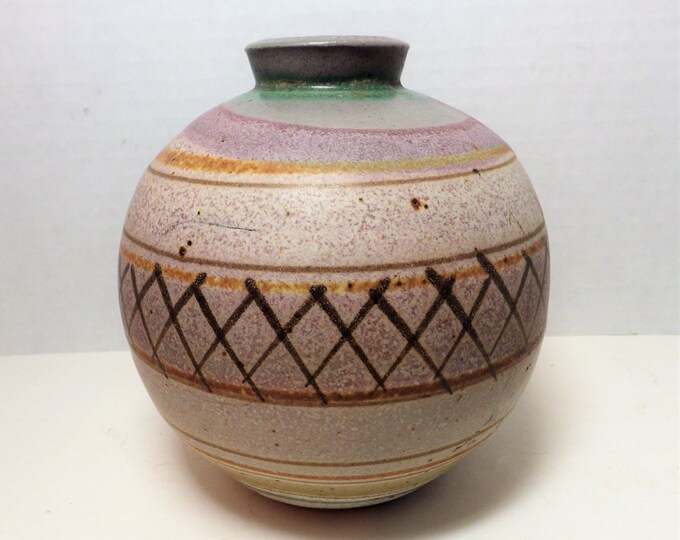 Vintage Elmer Taylor Studio Pottery Round Vase Pot Impressed Mark "et ...