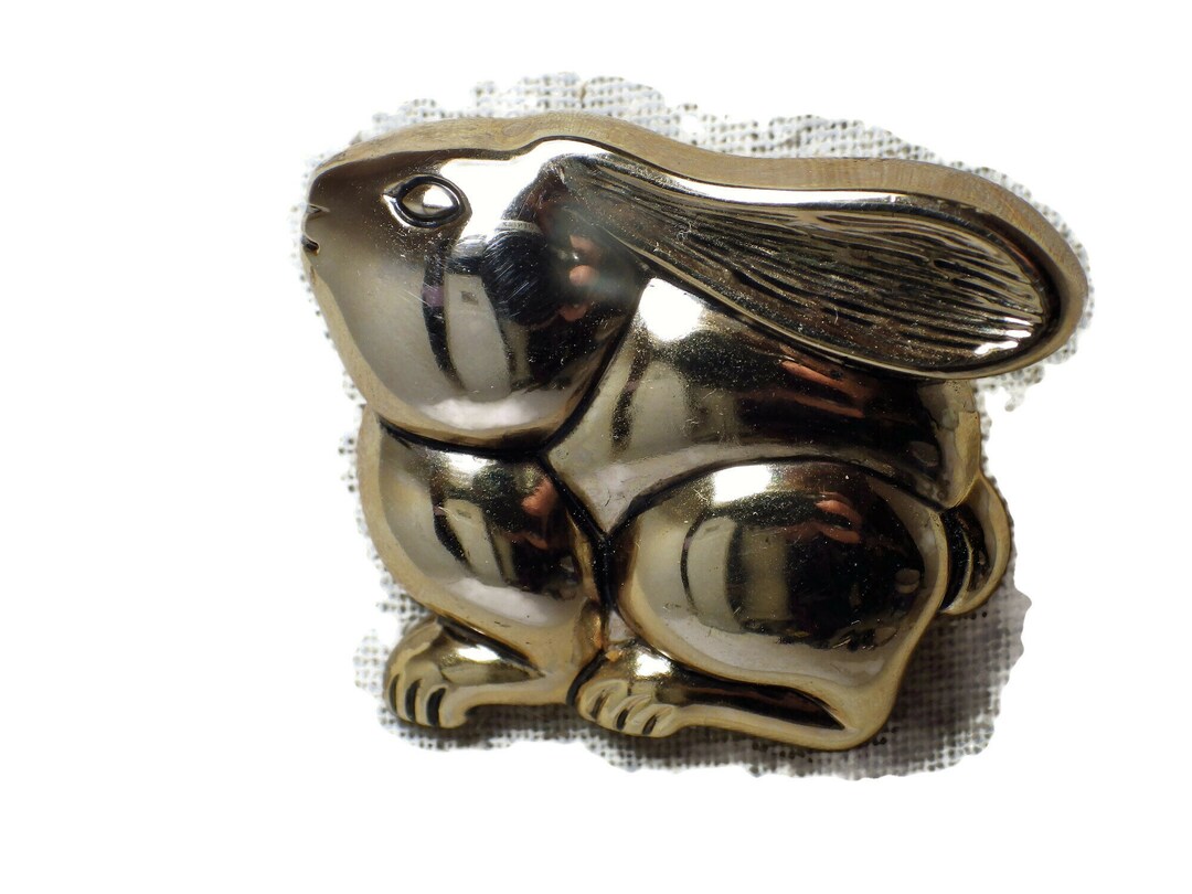 1990 Vintage Rabbit Bunny Pin Brooch Pendant Goldtone Metal - Etsy