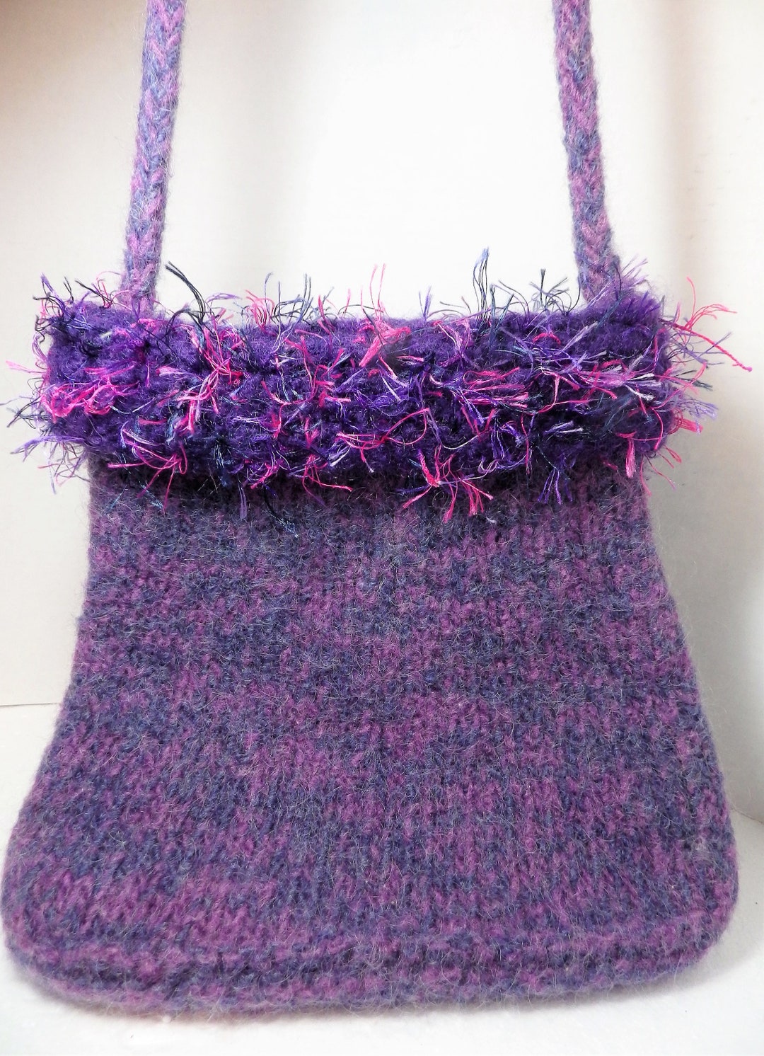 1990s Vintage Purple Boiled Wool Shoulder Bag Eyelash Yarn - Etsy