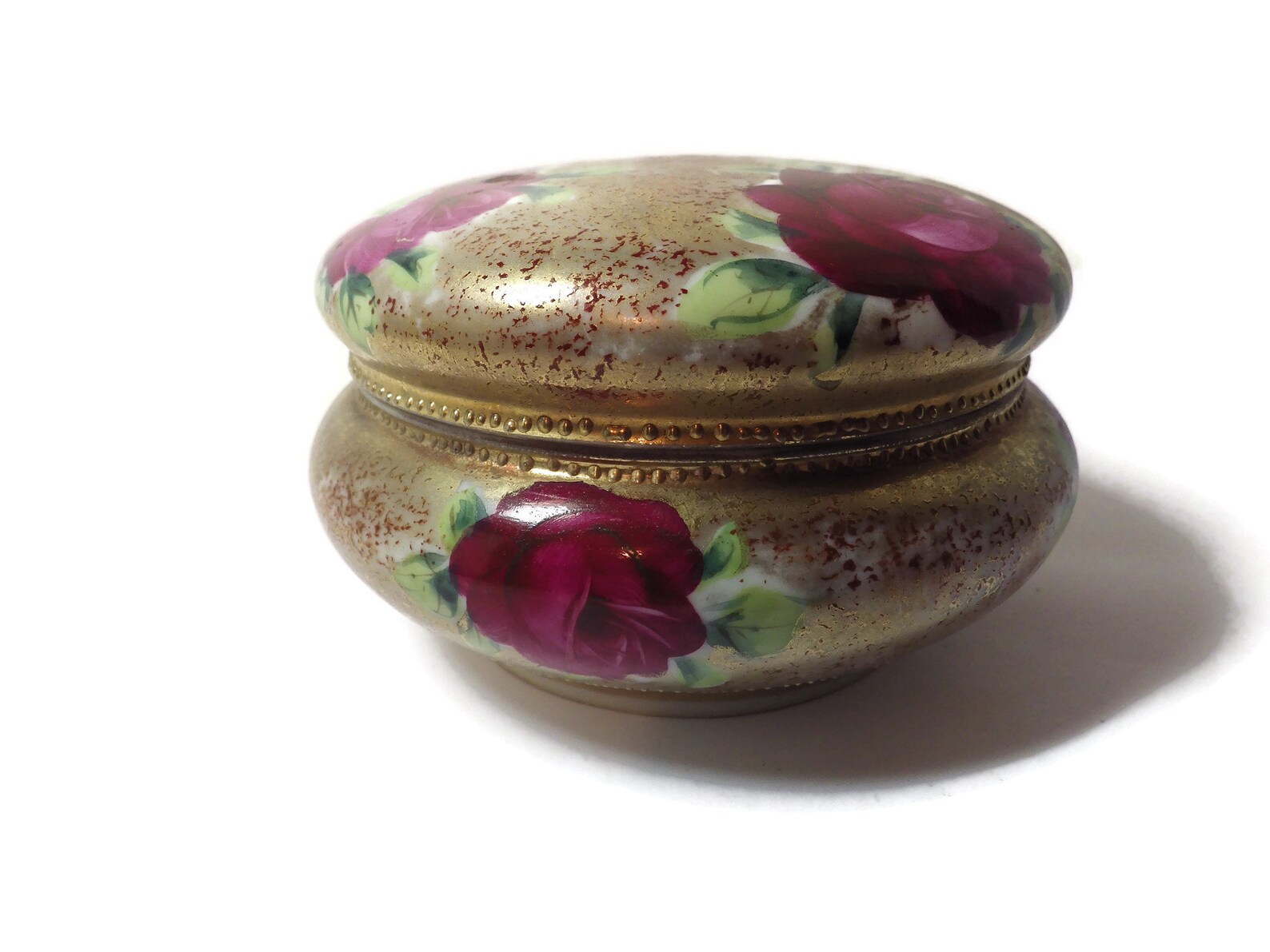 Antique Nippon Covered Porcelain Powder Box Gold Red Roses - Etsy