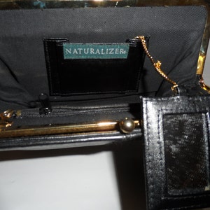 1970s Vintage Smooth Black Leather NATURALIZER Convertible Bag Mirror ...