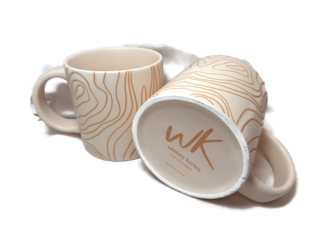 Two Whitney Kerney Mugs/off-white and Terracotta Abstract/ 12 Ounce - Etsy