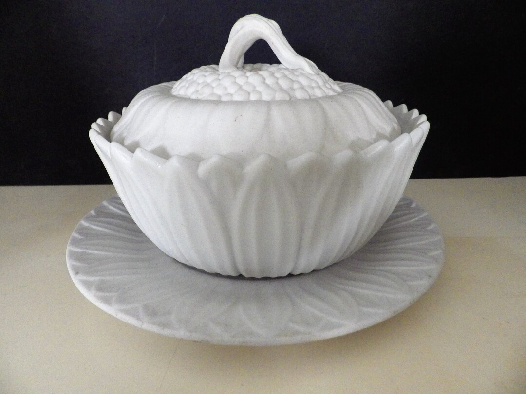 Antique Edward Walley Staffordshire Salt Glazed Bowl: Sunflower Design ...