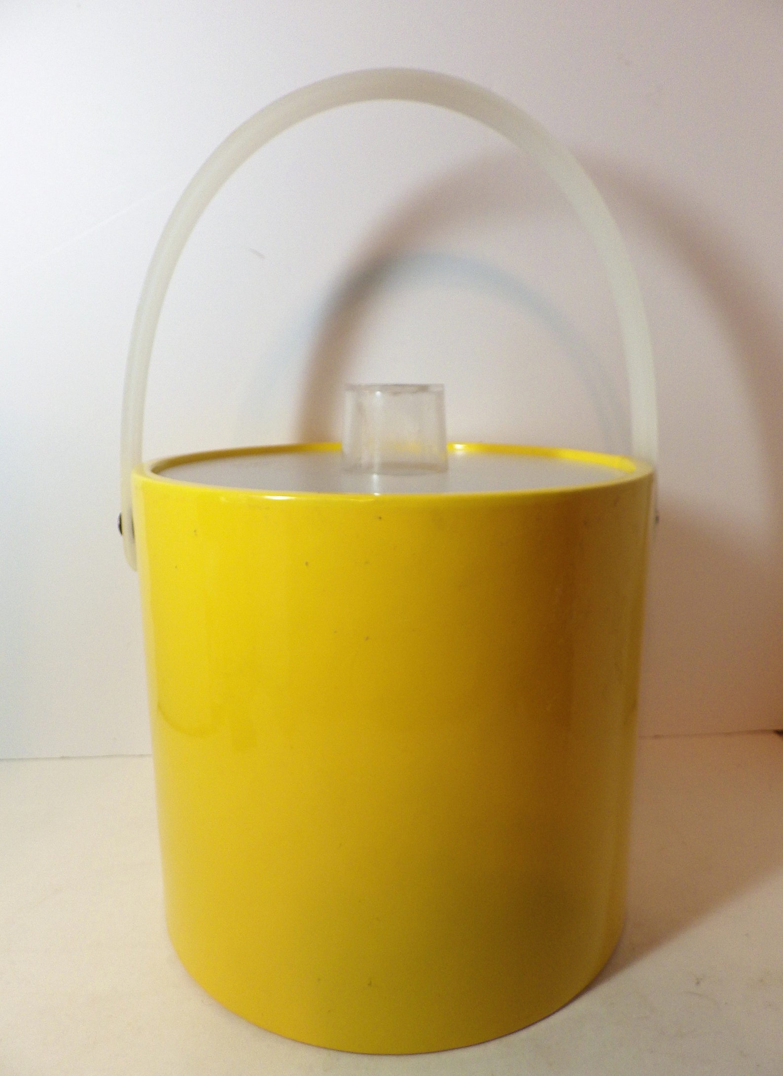 Vintage Ice Bucket/ Mid Century Modern/ Lucite & Yellow Vinyl/ Shelton ...