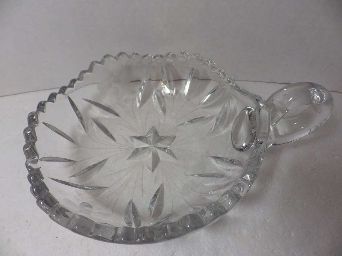 1940s Vintage Cut Crystal Glass Nappy Candy Dish Handled Star - Etsy