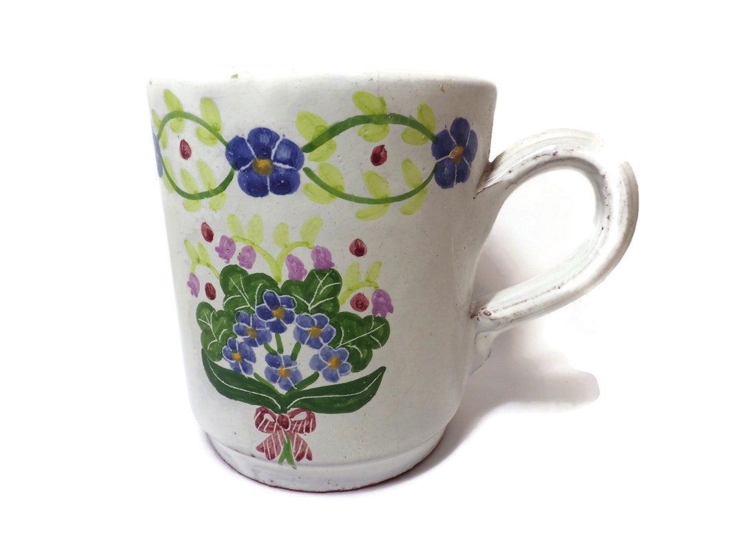 Vintage Majolica Italy Mug Flower Bouquet - Etsy