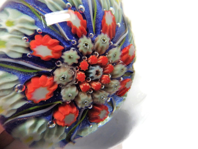 Antique Vasart Paperweight W/ Label 8 Spokes Orange Green White Canes ...
