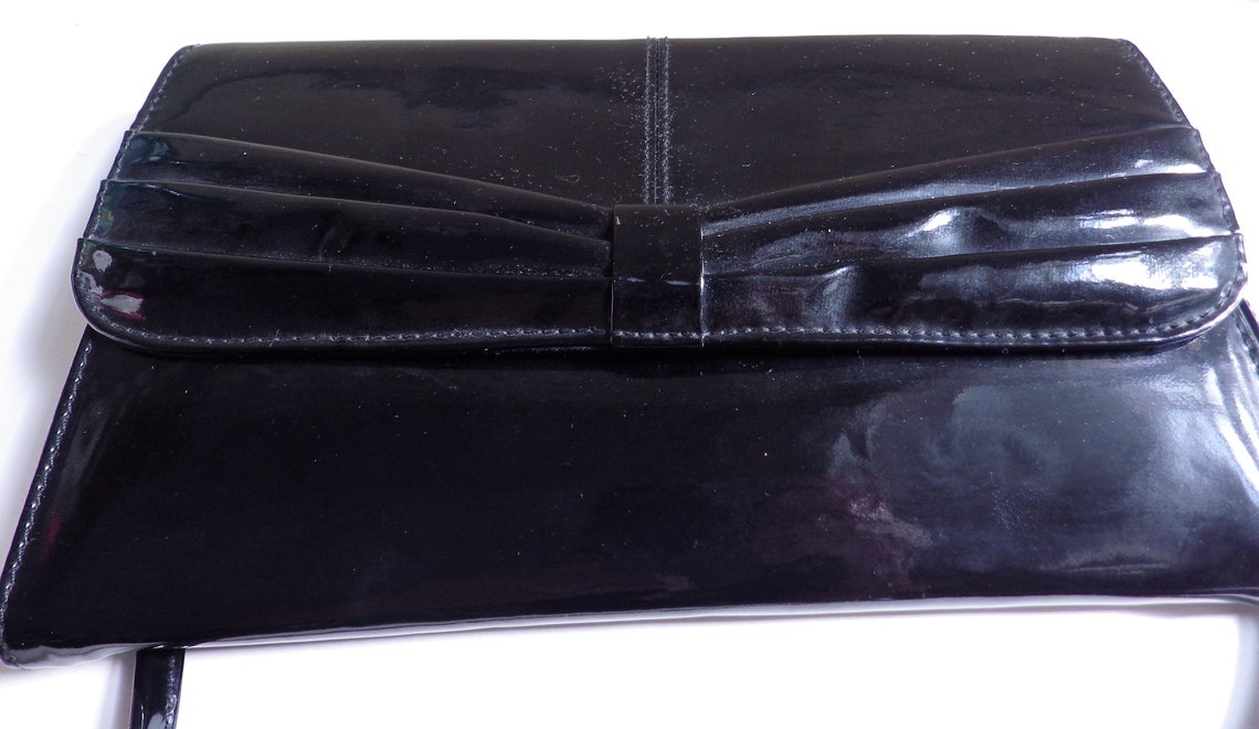 1960s Black Patent Leather Clutch: Marcel Signature Convertible ...