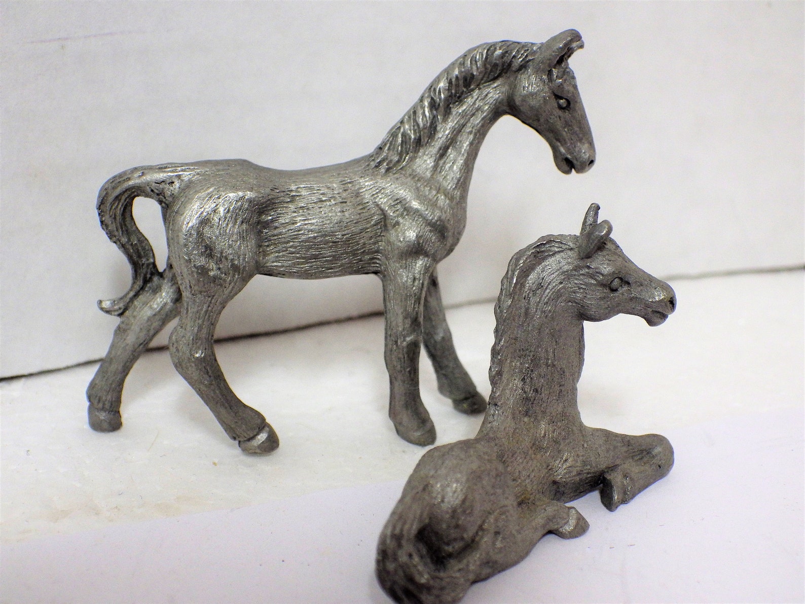 Two Pewter Miniatures Horses Foals Spoontiques PP112 - Etsy