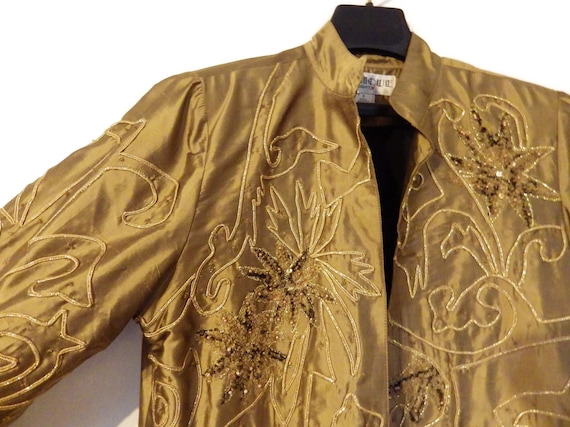 Vintage TUNIQUE Nights 100% Silk Opera Coat Nehru Jac… - Gem
