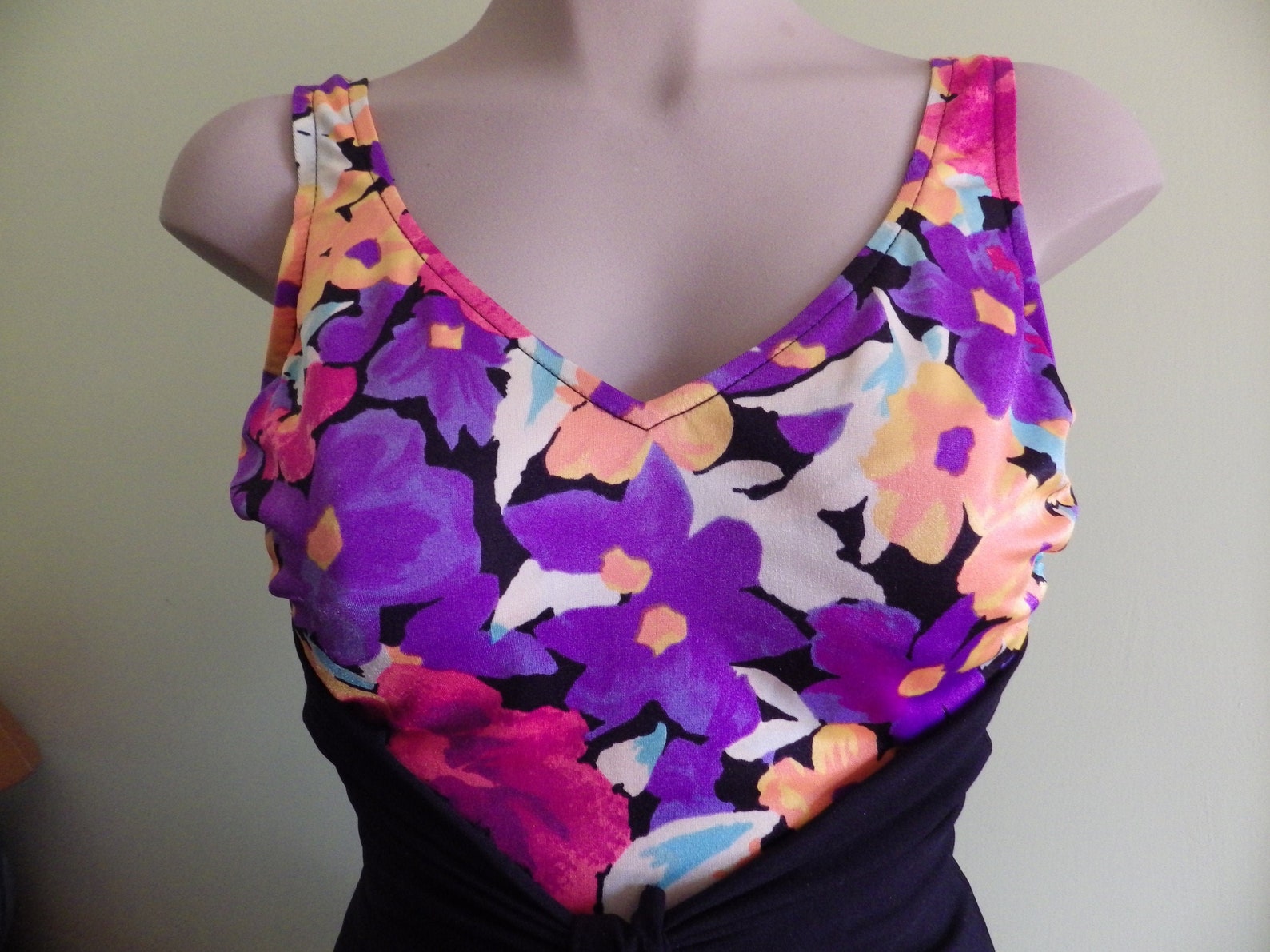 1990s Vintage Bathing Suit Swimsuit Robby Len Swim Fashion Black and ...