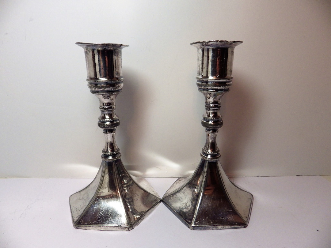 Pair (2) Vintage Silver Plated Candlesticks Wilcox Meridian CONN - Etsy