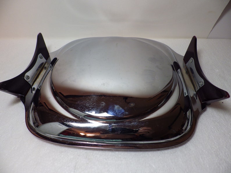 1950s Vintage Footed Cocktail Tray Chrome With Bakelite Feet Mid ...