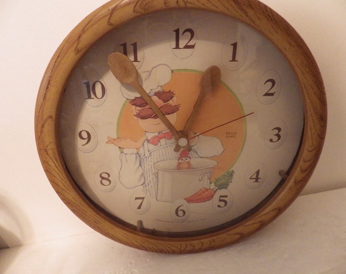 1980s Vintage Swedish Chef Wall Clock Muppets Wooden Spoons Jim Henson ...