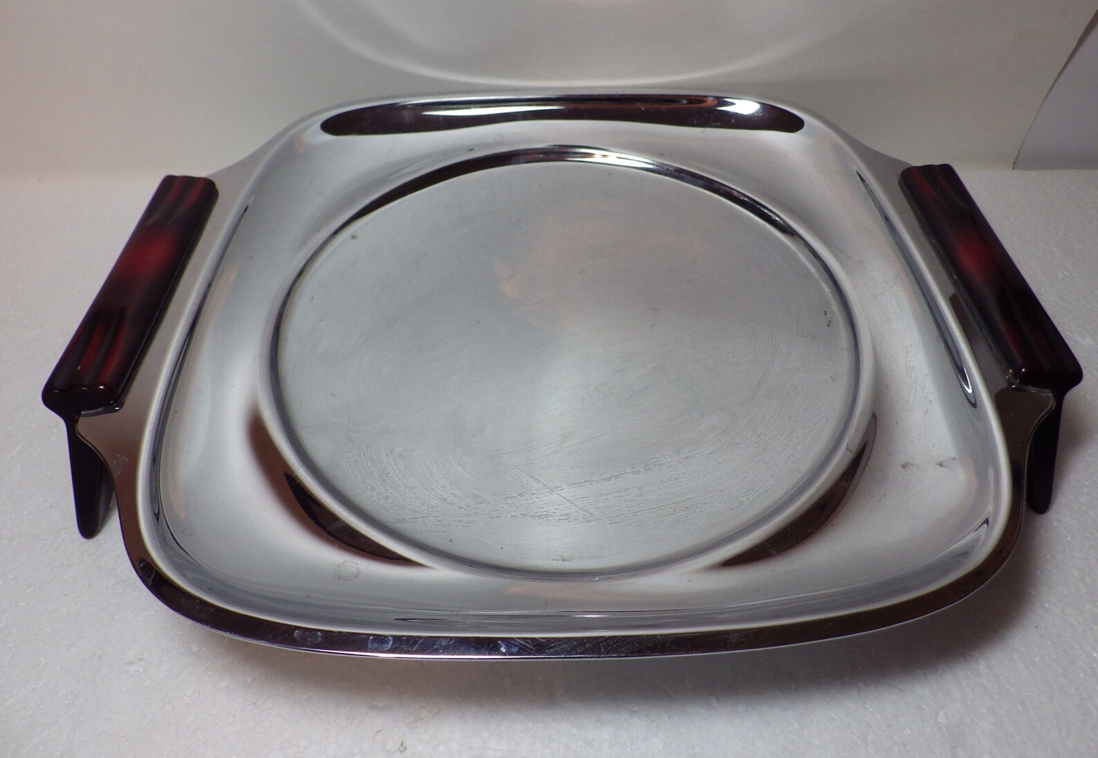1950s Vintage Footed Cocktail Tray Chrome With Bakelite Feet Mid ...