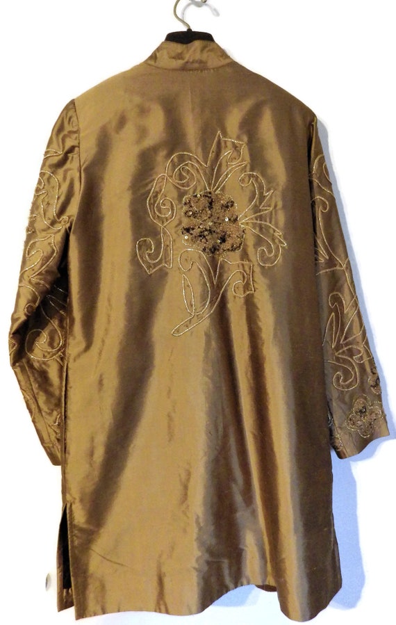 Vintage TUNIQUE Nights 100% Silk Opera Coat Nehru Jac… - Gem