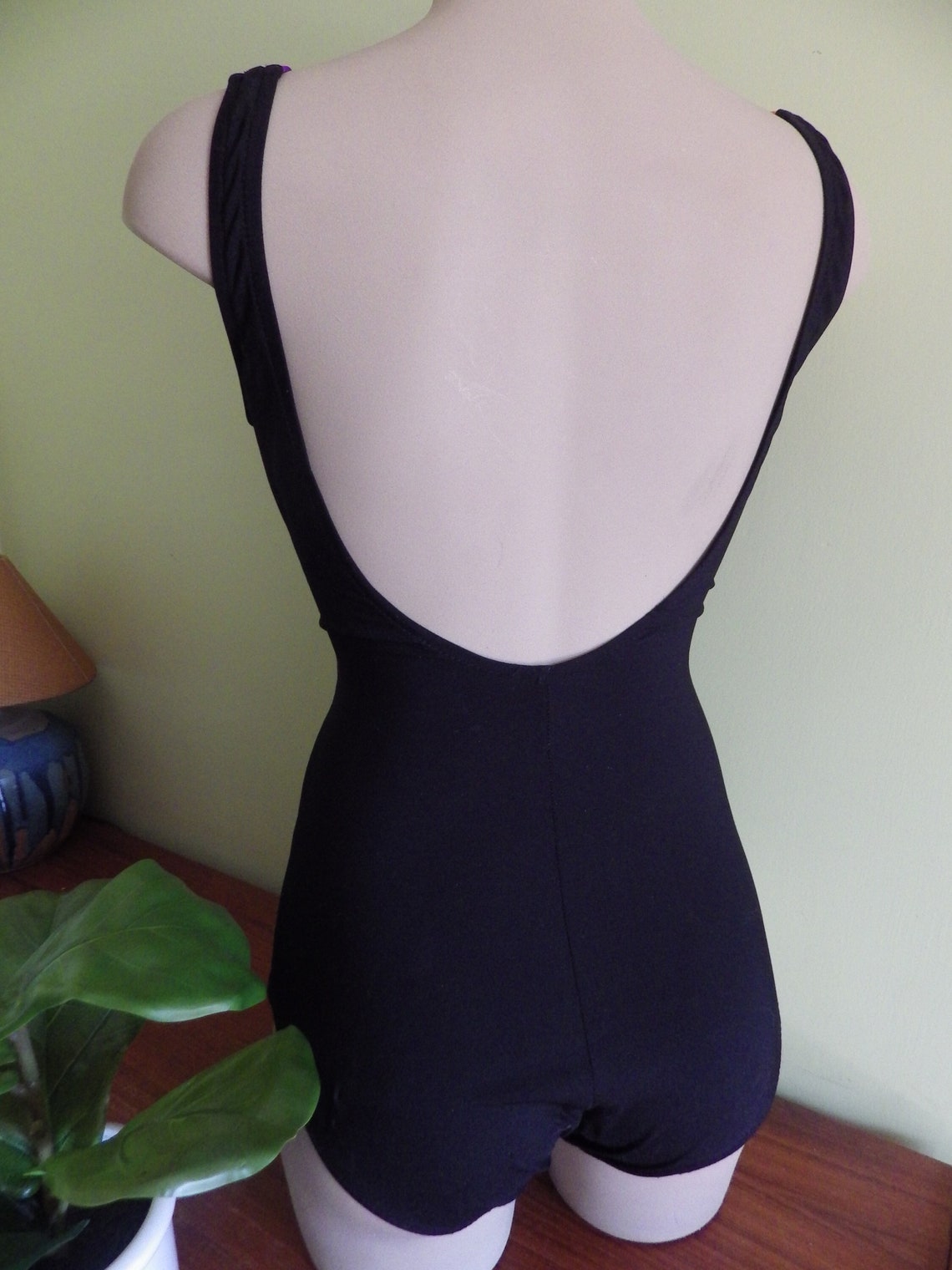 1990s Vintage Bathing Suit Swimsuit Robby Len Swim Fashion Black and ...