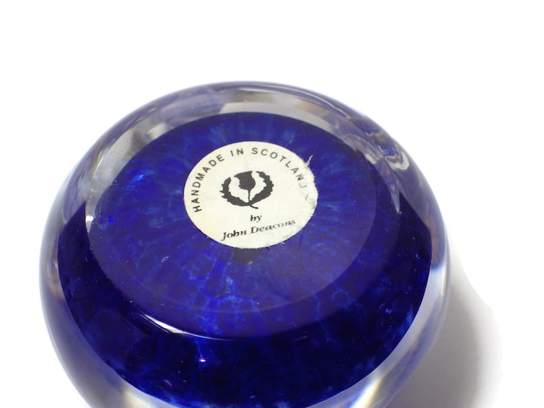 Vintage John Deacons Paperweight Clear Faceted With Blue Red - Etsy