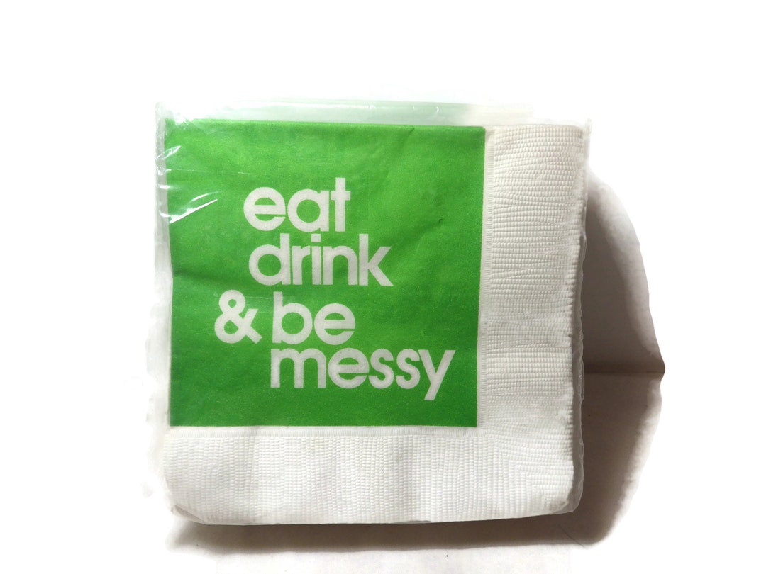 Vintage/ Humorous Paper Cocktail/ Party Napkins/ Eat, Drink and Be ...