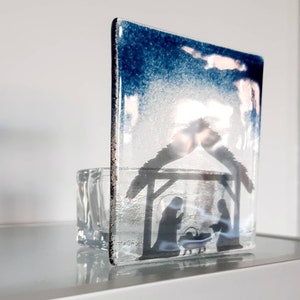 Nativity Fused Glass Tea Light Holder - Etsy