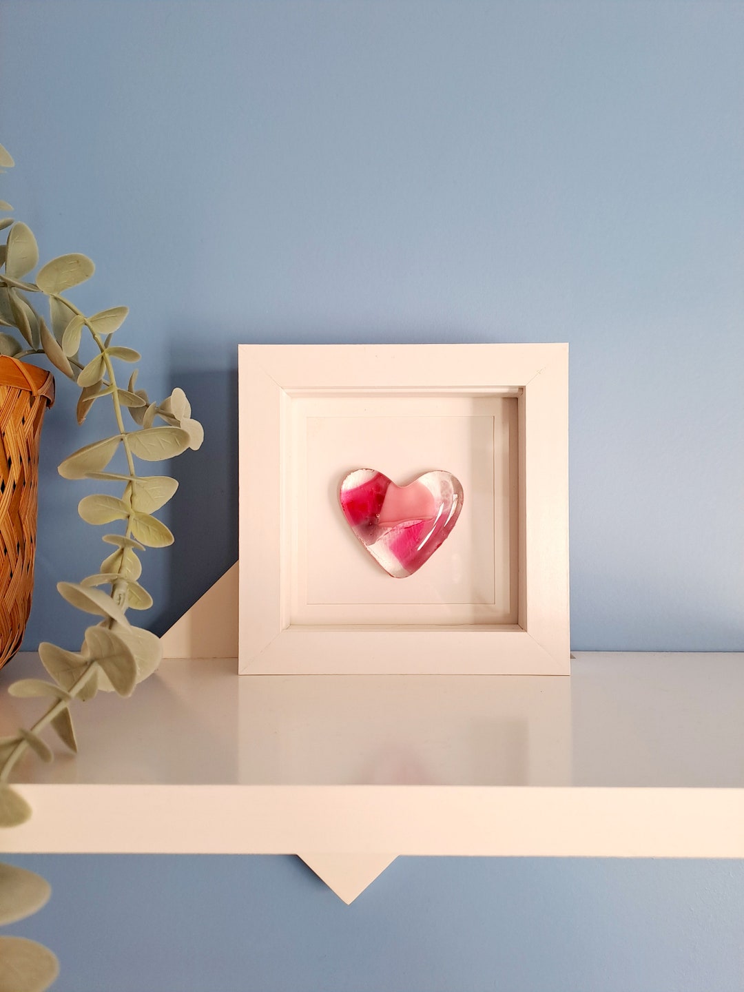 Pink Purple Heart Wall Art, Small Wall Art, 10cm Square, Pink Decor ...