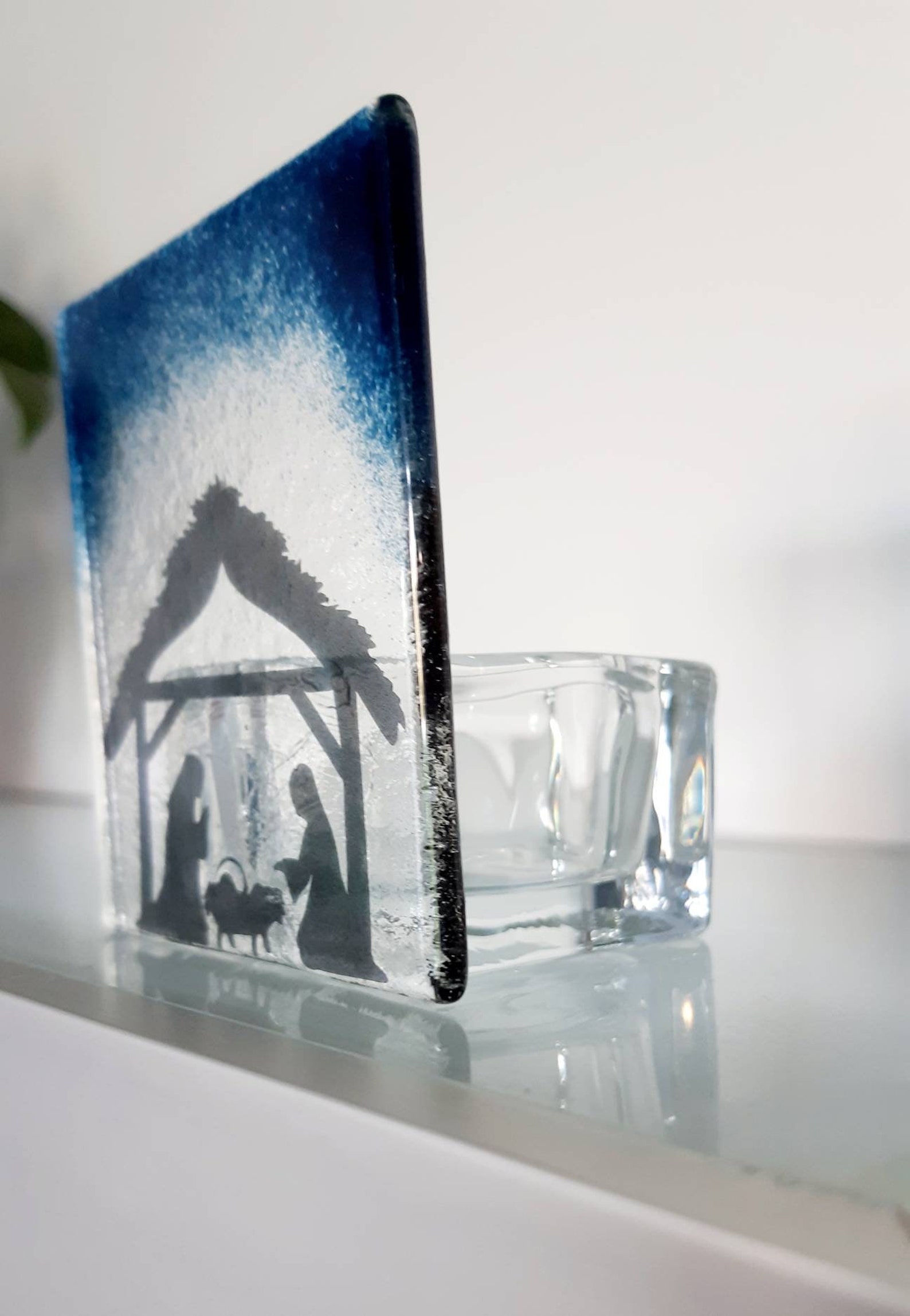 Nativity Fused Glass Tea Light Holder - Etsy