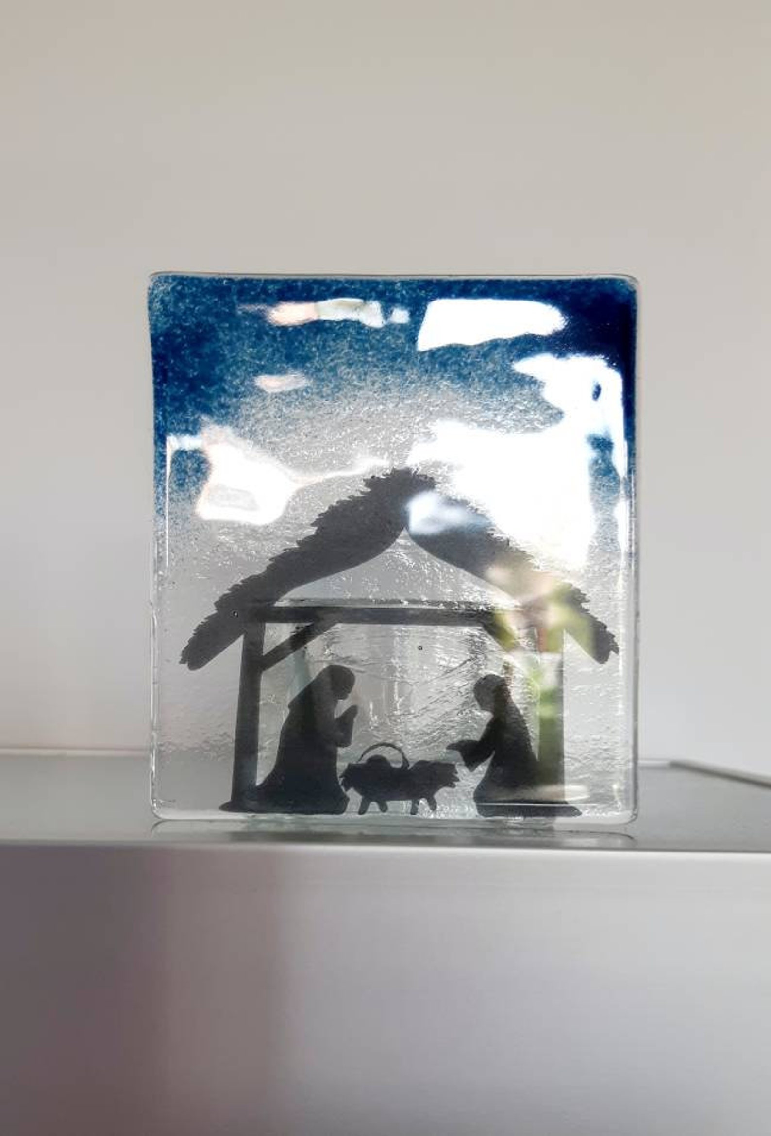 Nativity Fused Glass Tea Light Holder - Etsy