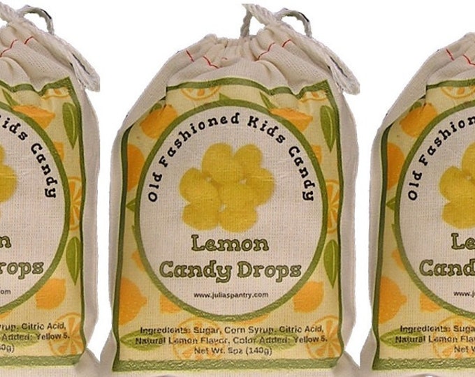 Old Fashioned Lemon Drops, 5oz Cloth Bags, Pack of 3, Lemon Candy ...