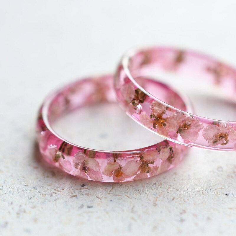 Pink Flower Ring - Etsy