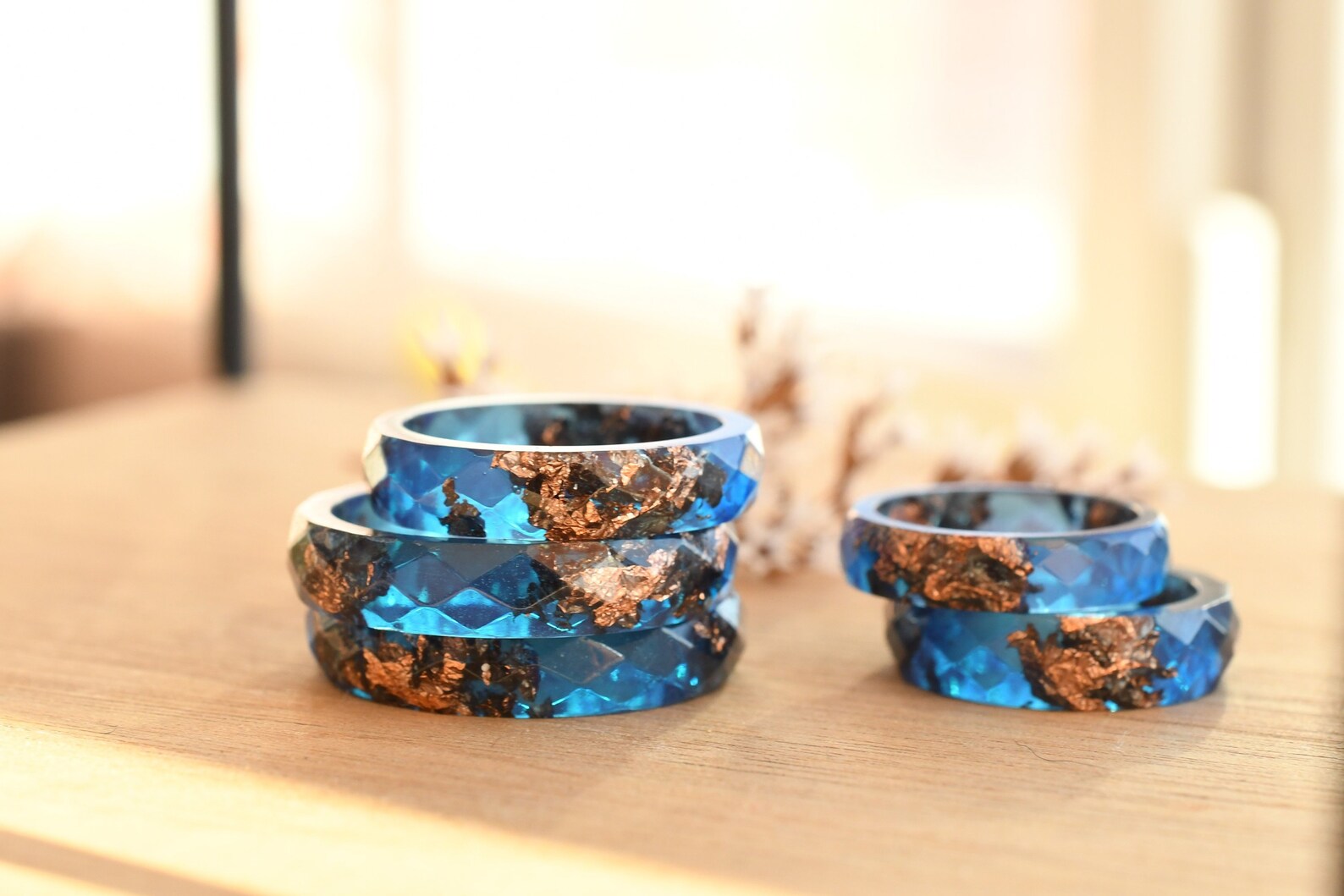 Cobalt Blue Ring With Rose Gold Leaf Mens Wedding Band - Etsy